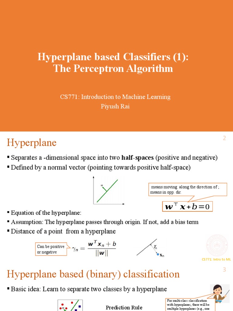 Lecture 16 - Hyperplane Classifiers - Perceptron - Plain | Download ...