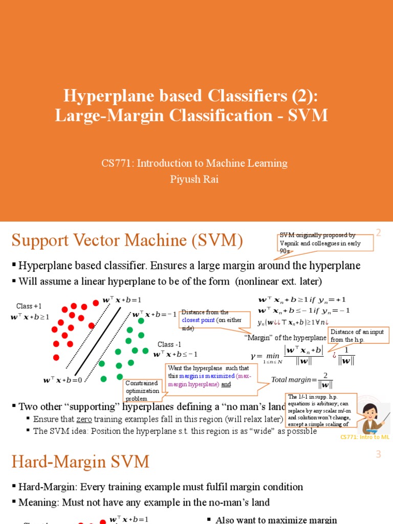 Lecture 17 - Hyperplane Classifiers - SVM - Plain | PDF | Mathematical ...