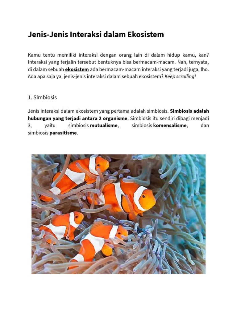 Jenis Interaksi Di Ekosistem | PDF | Sains & Matematika