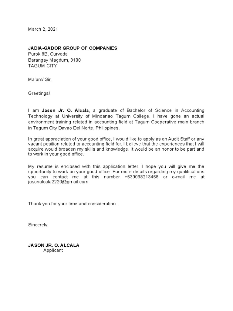 Application Letter Resume Final | PDF | Philippines