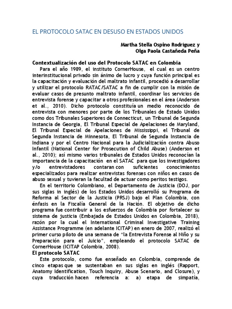 El Protocolo Satac en Desuso en Estados Unidos | PDF | Las emociones ...