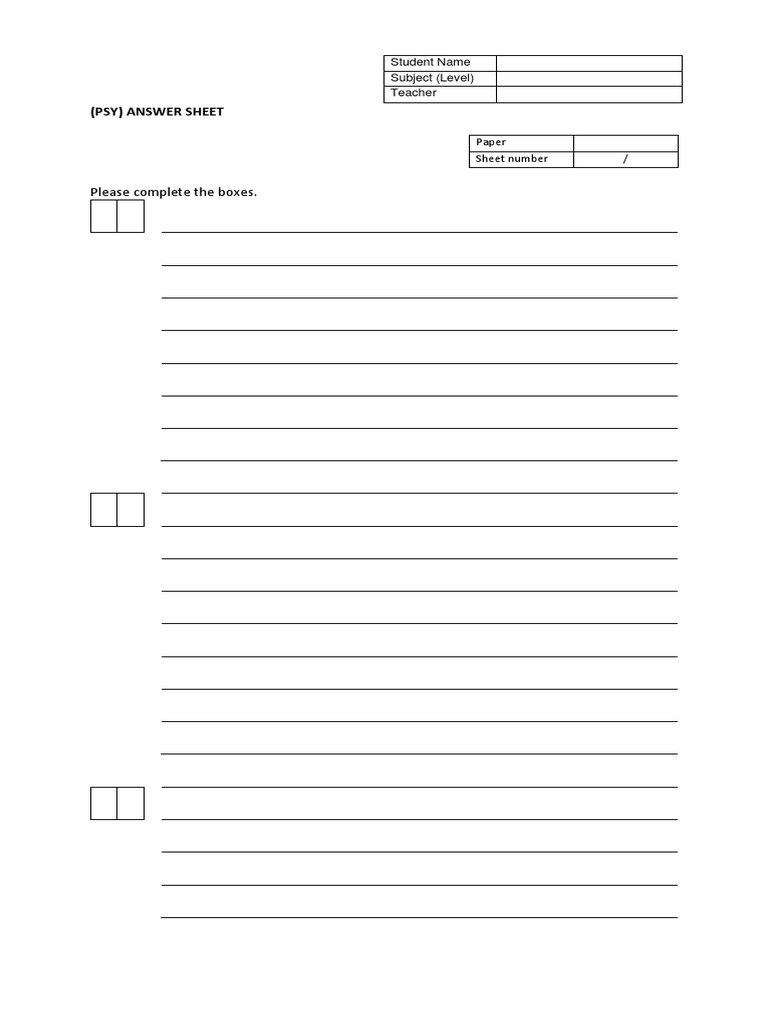 Student Answer Sheet Template | PDF