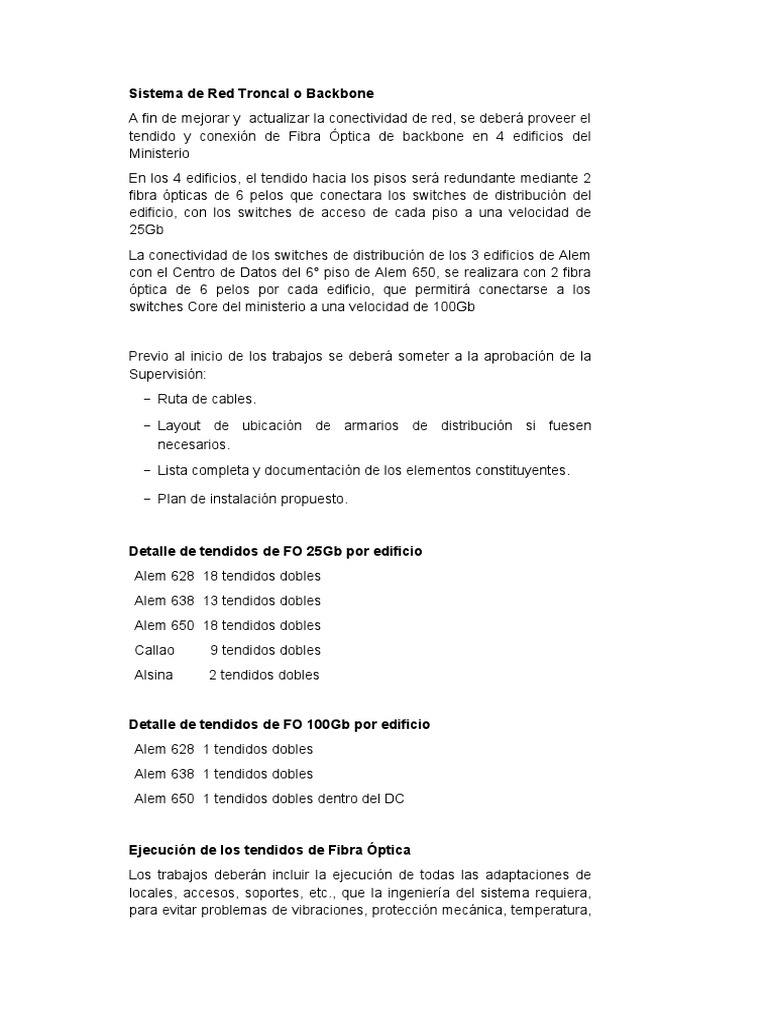 Sistema de Red Troncal o Backbone | PDF | Fibra óptica