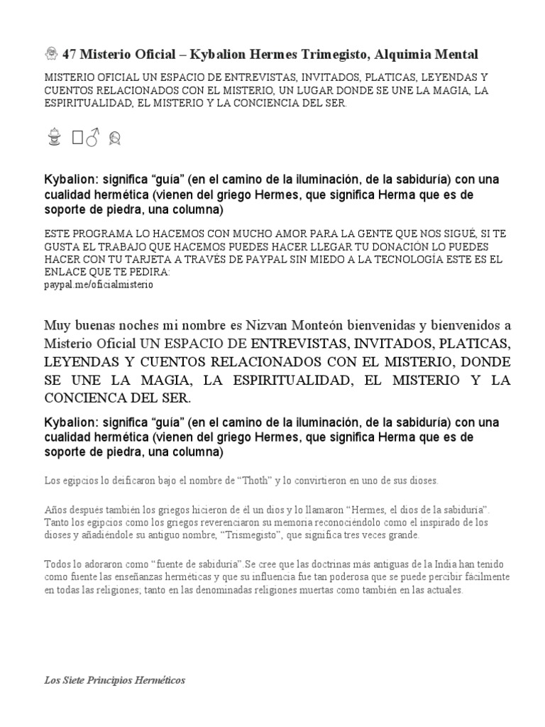 47 Kybalion Hermes Trimegisto | PDF | Teorías filosóficas | Metafísica