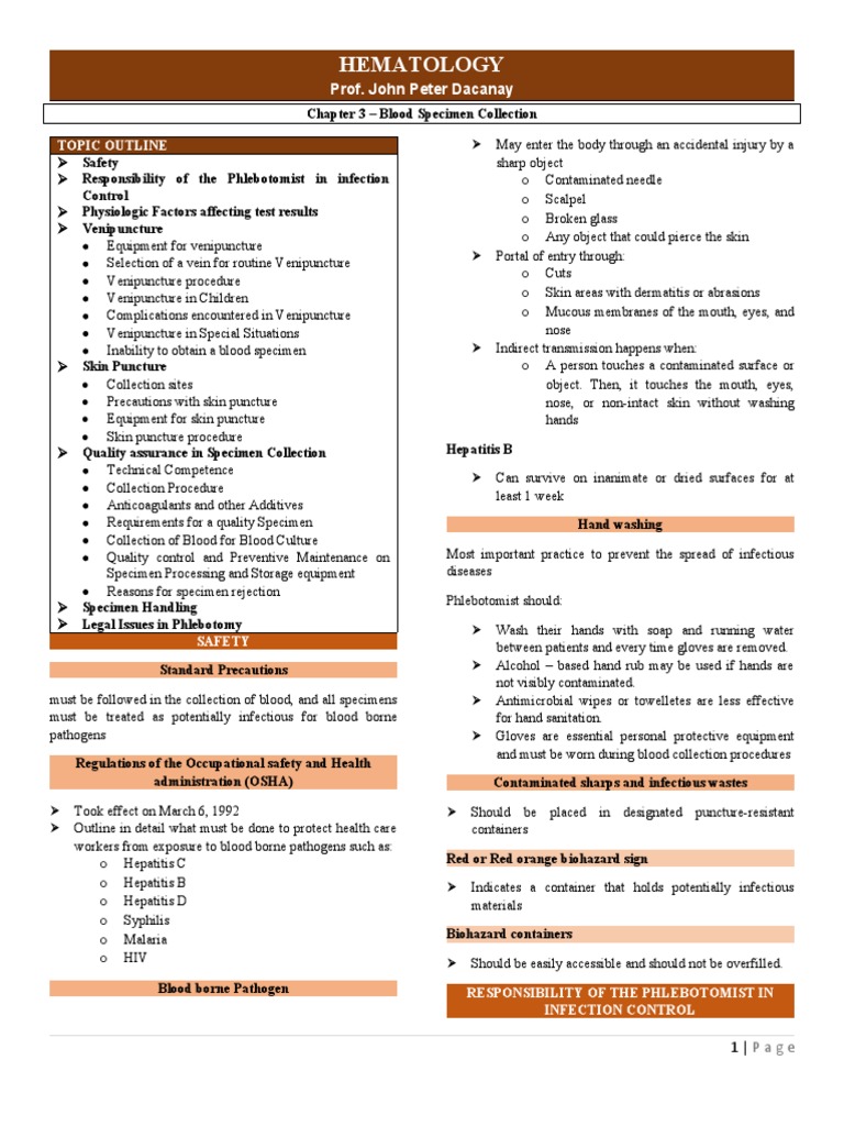 Chapter 3 - Blood Specimen Collection | PDF | Coagulation | Intravenous ...
