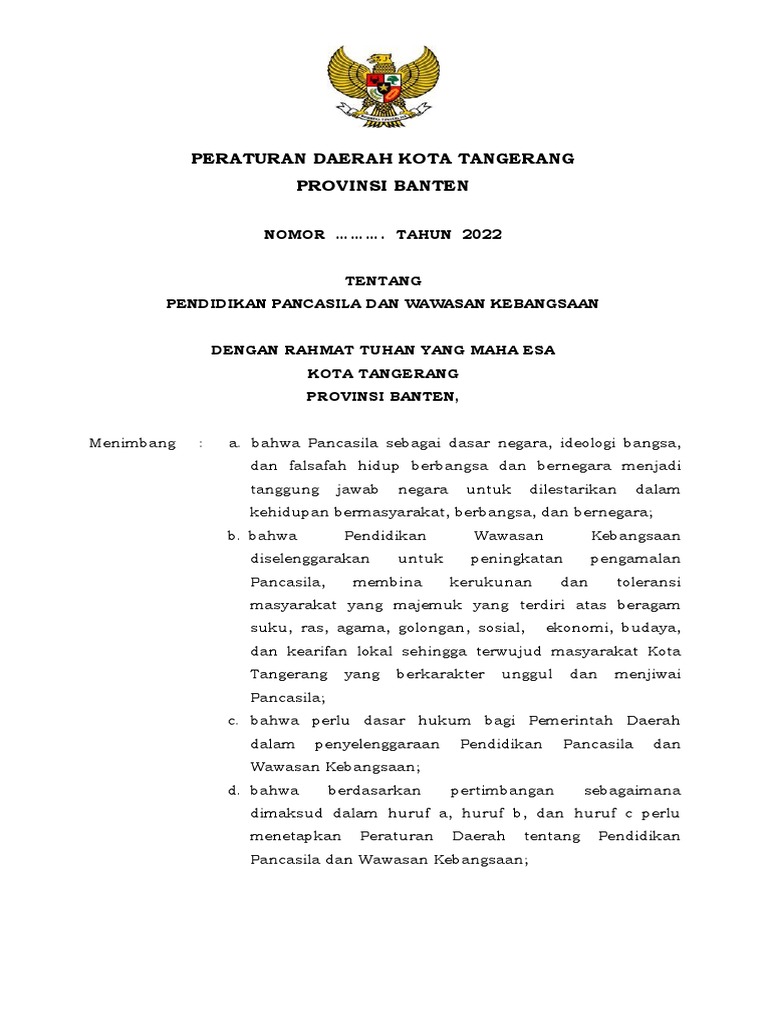Lampiran Draft Perda PPWK Kota Tangerang | PDF