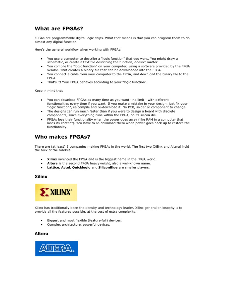 What Are Fpgas Pdf Field Programmable Gate Array Microcontroller