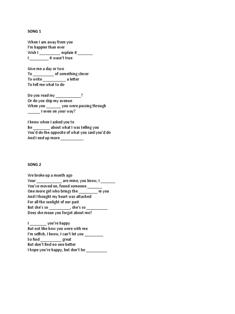Song Listening (English Club) | PDF