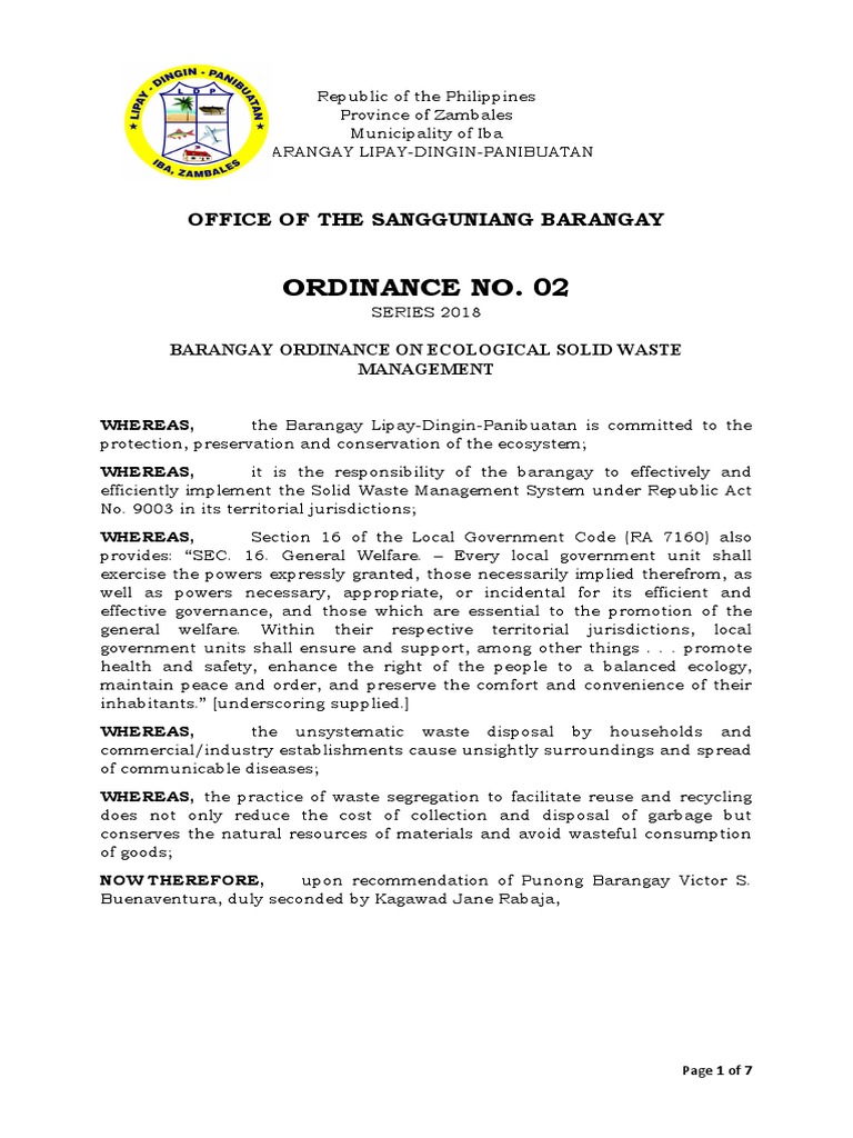 Solid Waste Ordinance | PDF | Biodegradation | Compost
