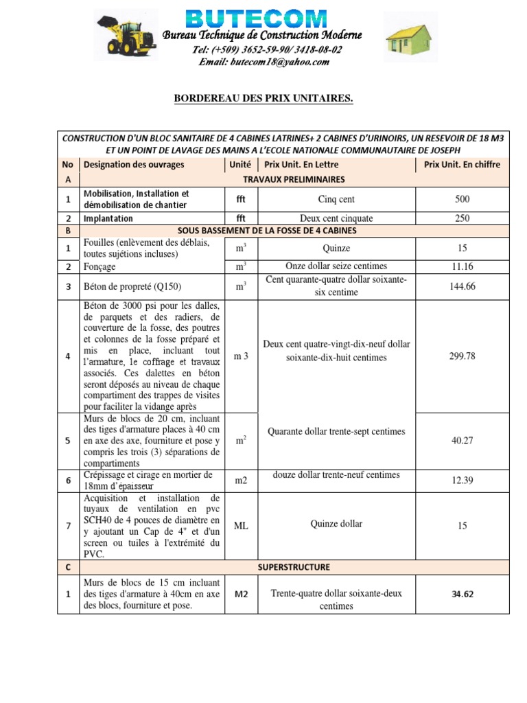 Bpu Lot-C | PDF | Tuyau | Béton