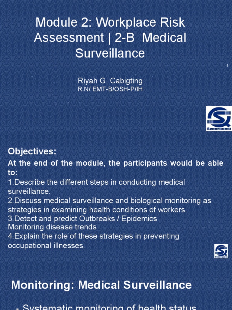 COSH Module 2 - 2B Medical Surveilance (Synerquest) - Compressed | PDF ...