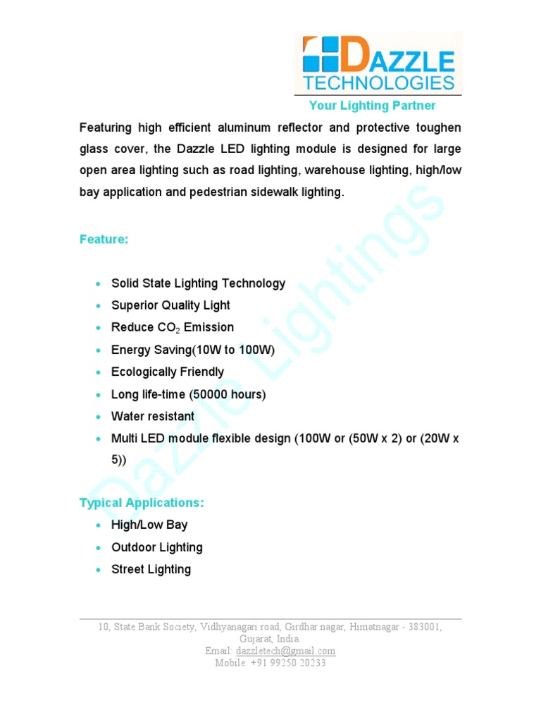 Dazzle LED Lighting | Download Free PDF | Lighting | Light Emitting Diode