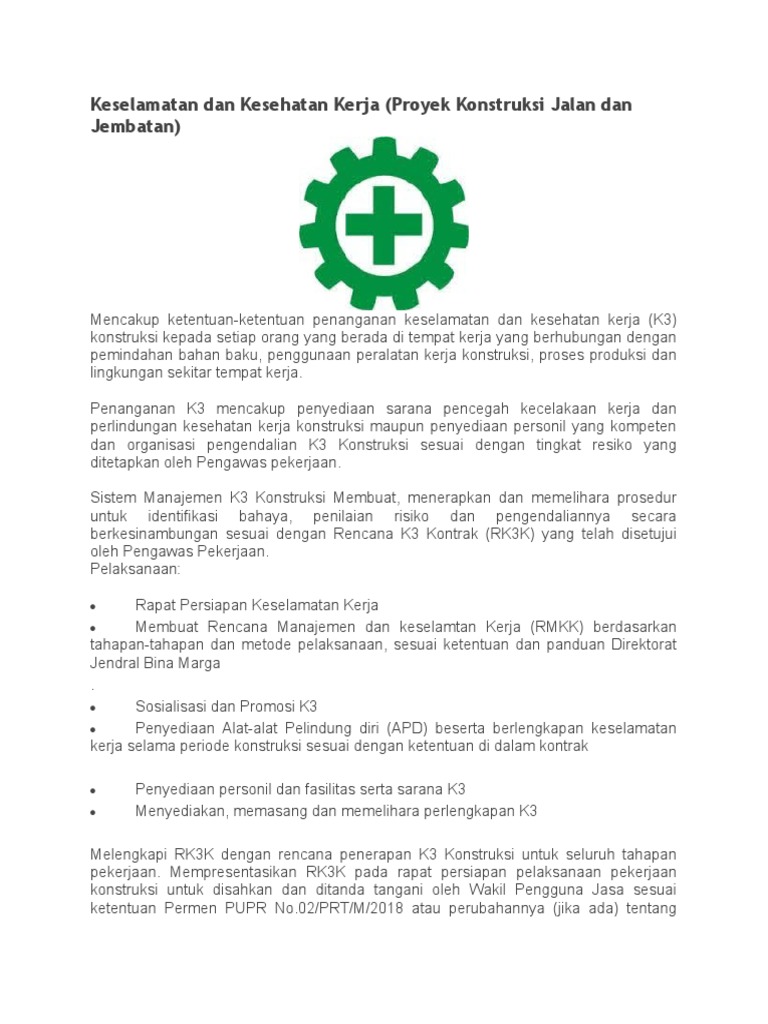 Keselamatan Dan Kesehatan Kerja KJJ | PDF