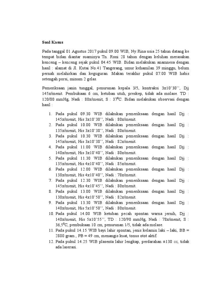 Soal Kasus Partograf | PDF