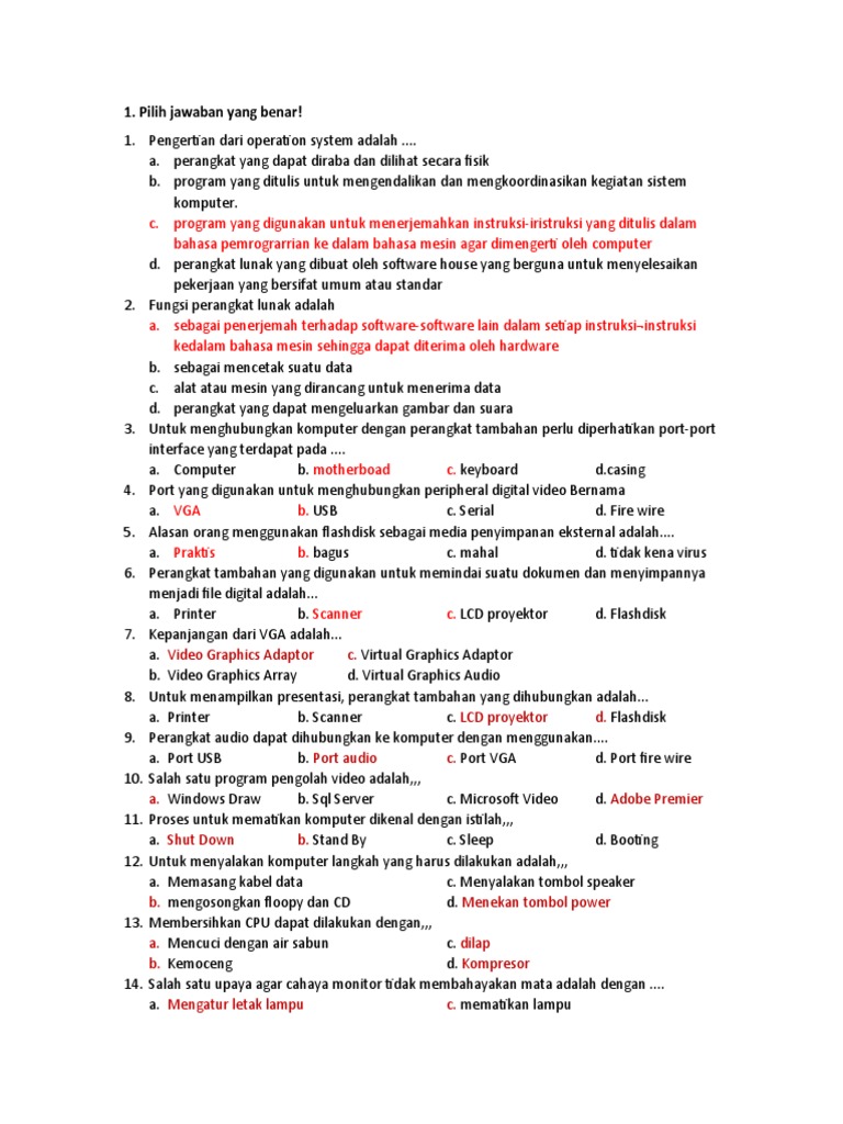 Soal Pas Tik Kelas 8 | PDF