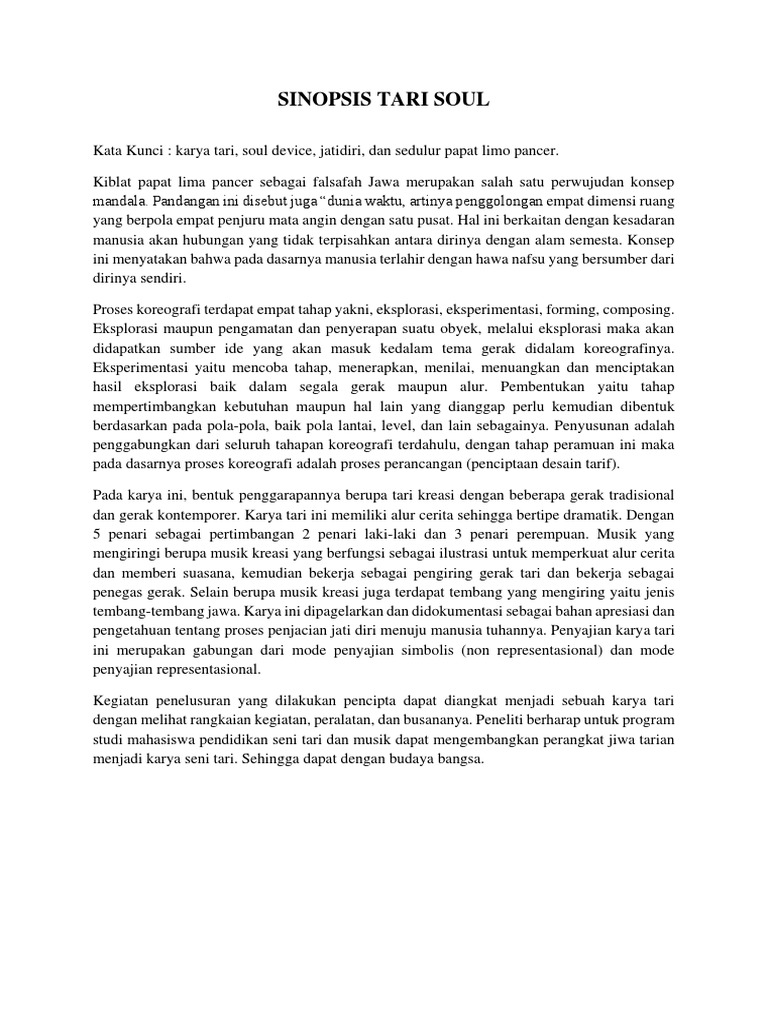 Sinopsis Tari Soul - Keperawatan Blora Program Diploma Iii | PDF | Filsafat | Seni