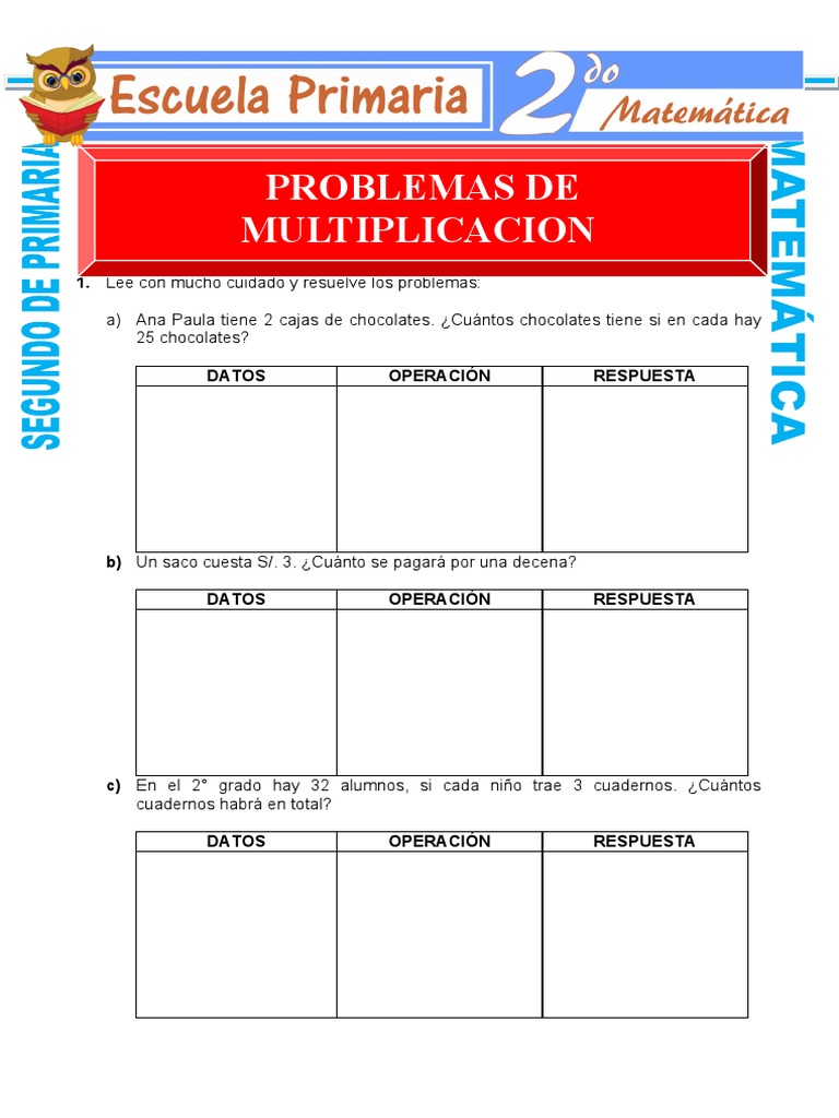 Problemas de Multiplicación 2° Grado | PDF