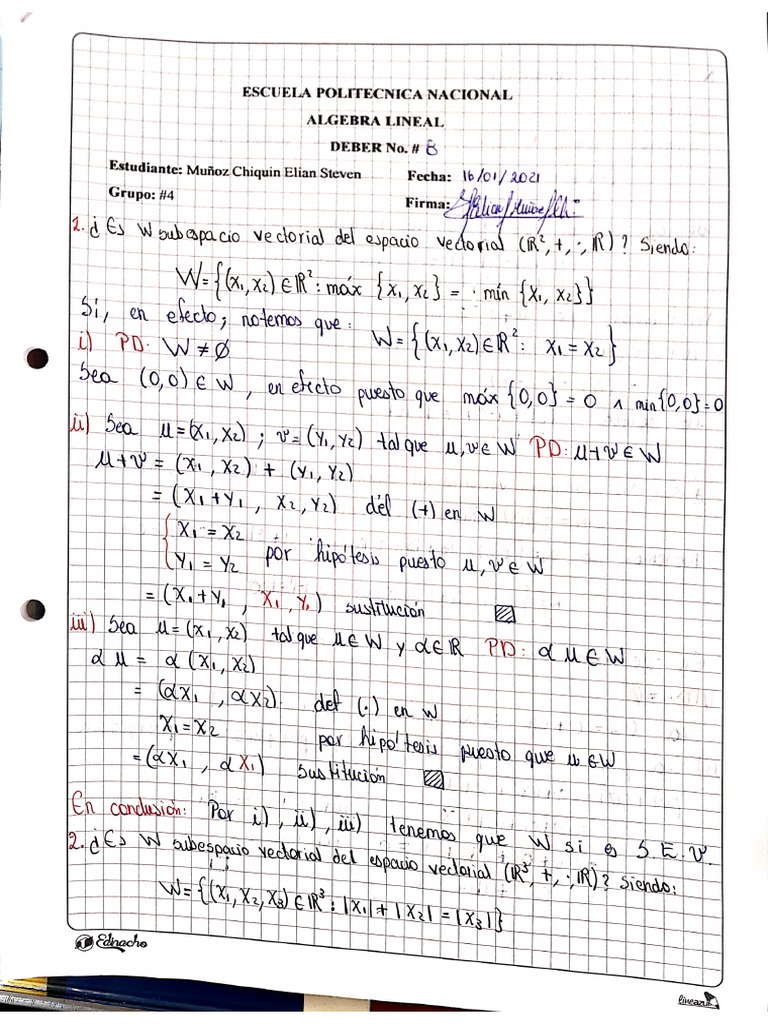 DEBER 8 Algebra Lineal EPN | PDF