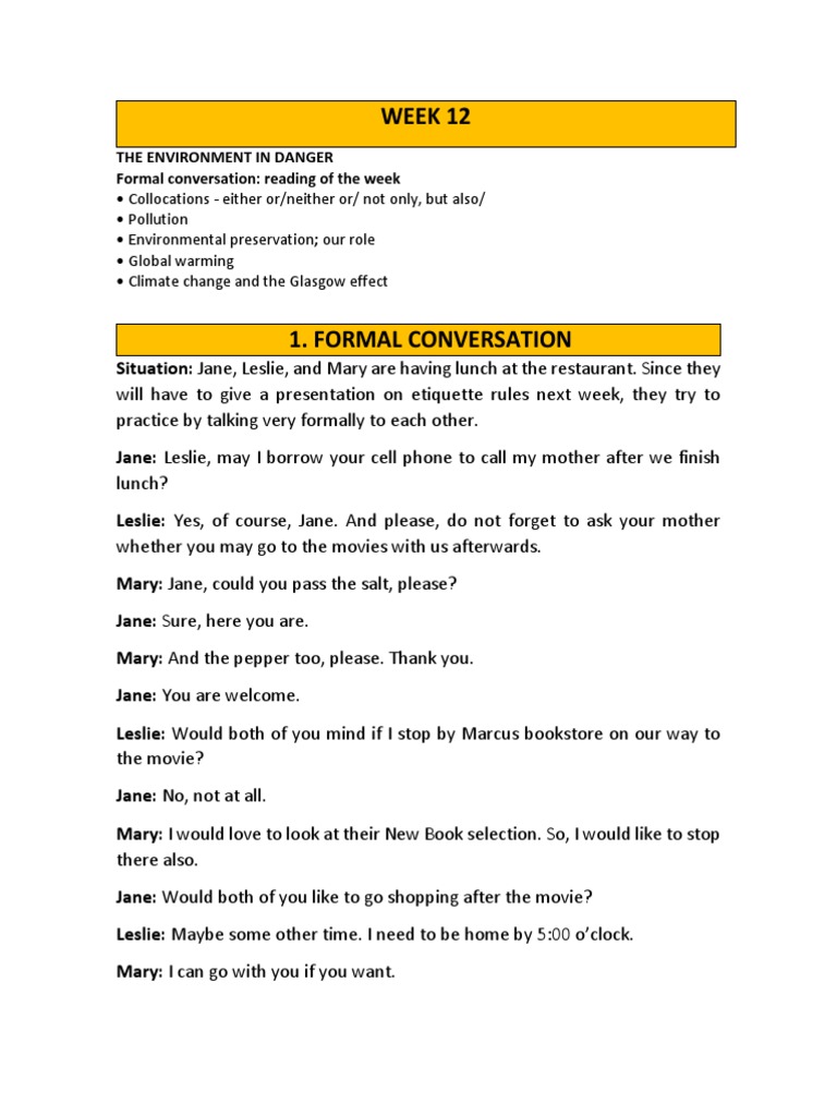 Formal Conversation b1 | PDF