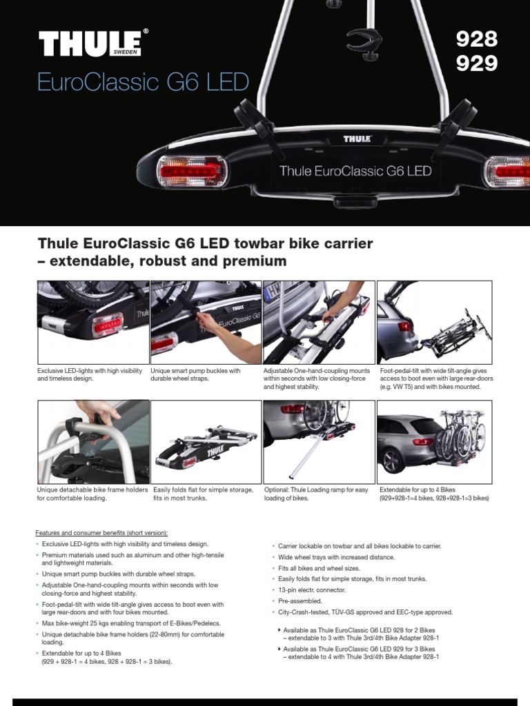THULE EuroClassic G6 LED | PDF | Trunk (Car) | Motor Vehicle