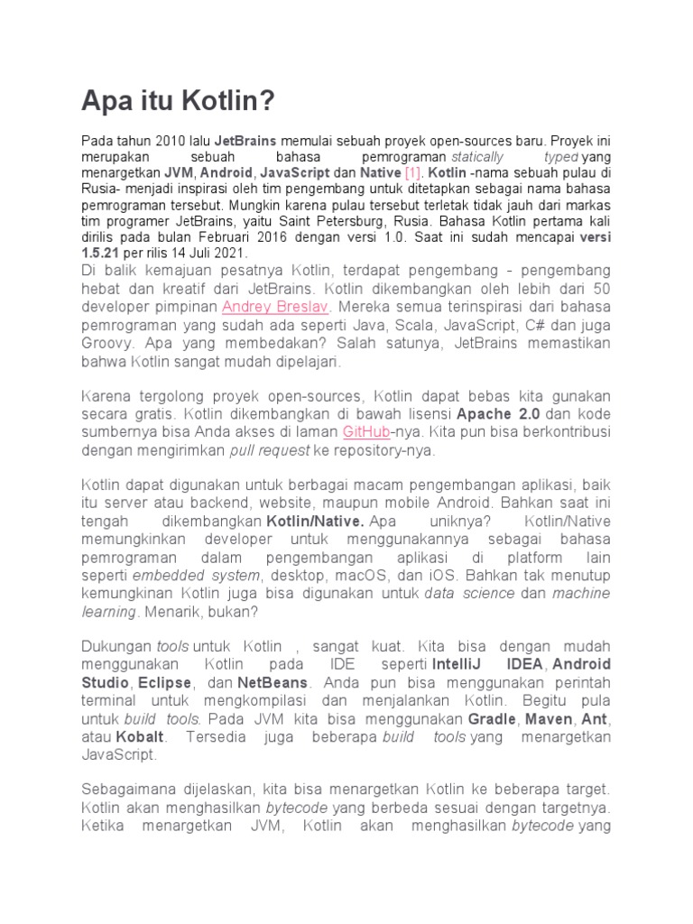 Apa Itu Kotlin | PDF