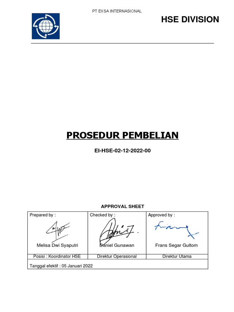 EI-HSE-02-12-2022-00 Pembelian | PDF | Teknologi & Rekayasa