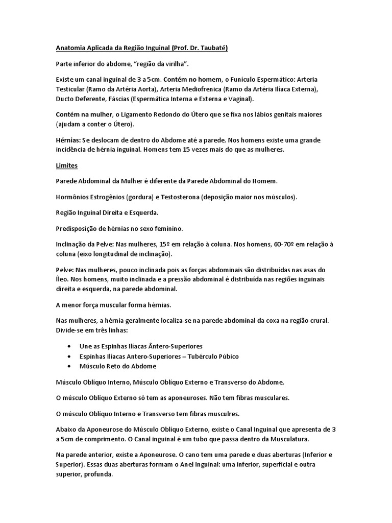 0anatomia Aplicada Da Região Inguinal | PDF | Anatomia | Anatomia humana