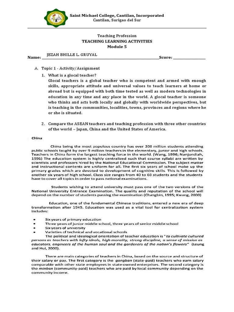 Mod5 Answers | PDF | Teachers | Teaching Method