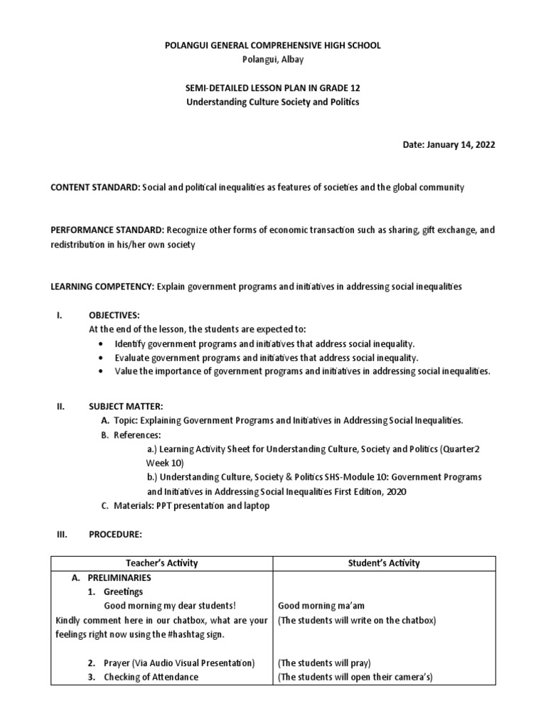 Lesson Plan | PDF | Social Inequality | Discrimination & Race Relations