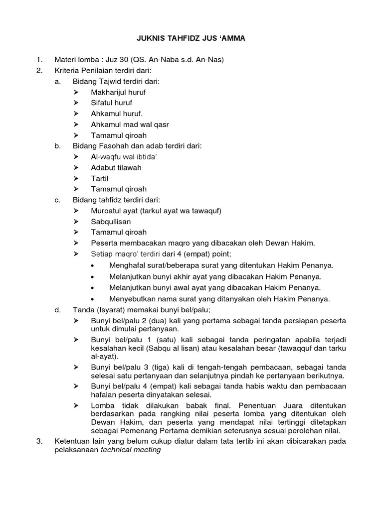 Juknis Tahfidz Juz Amma | PDF