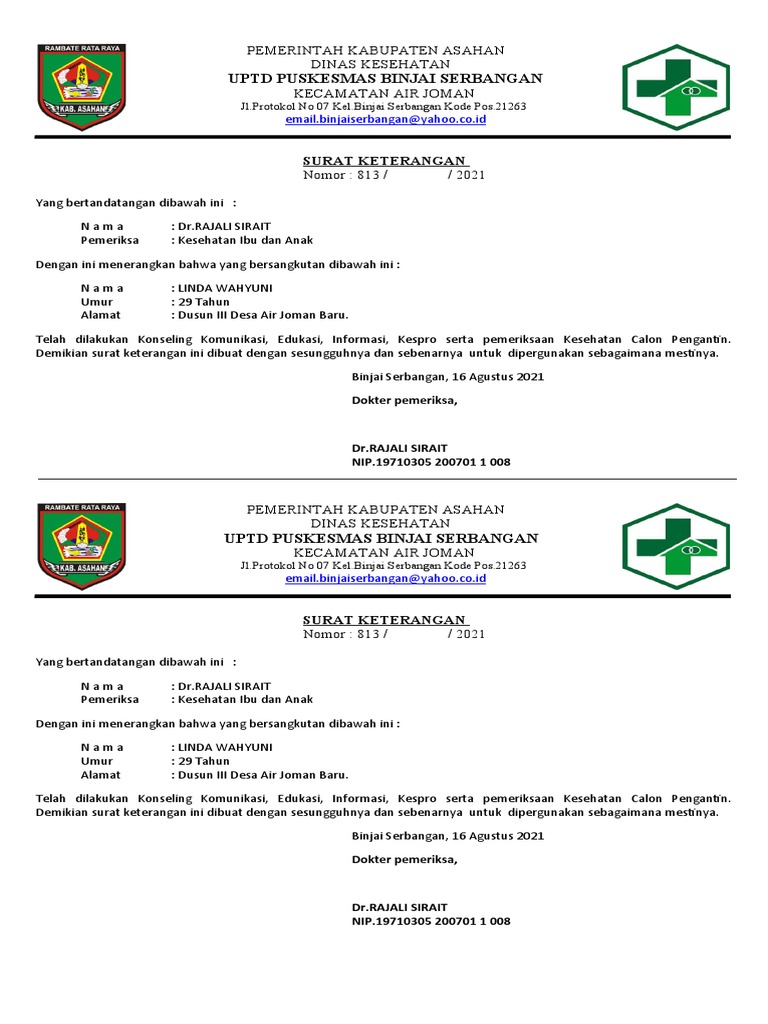 Surat Keterangan Catin | PDF