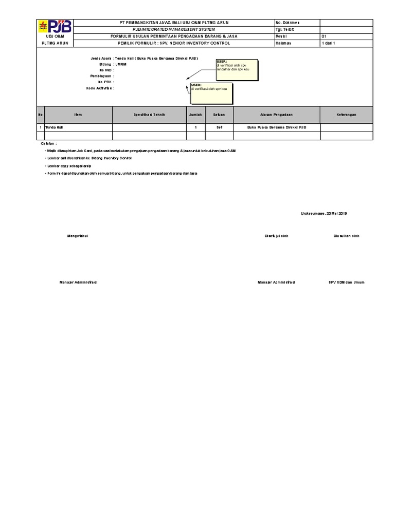 Usulan RAB Tenda Buka Puasa Bersama Direksi | PDF