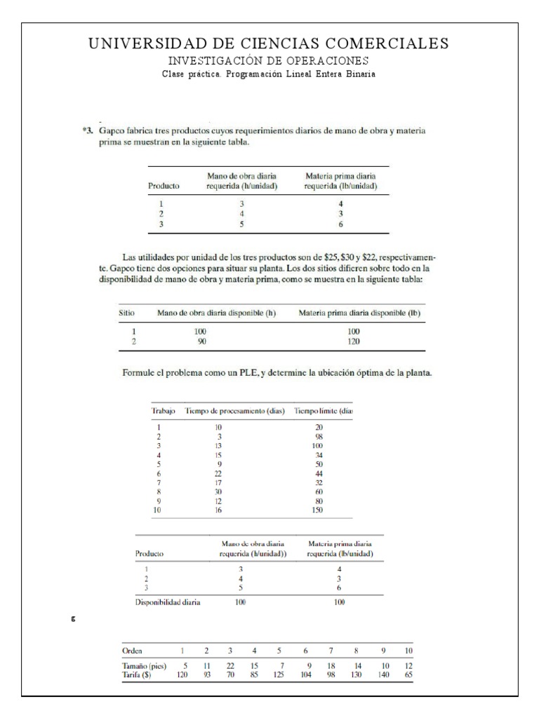 Programación Lineal Entera Binaria | PDF