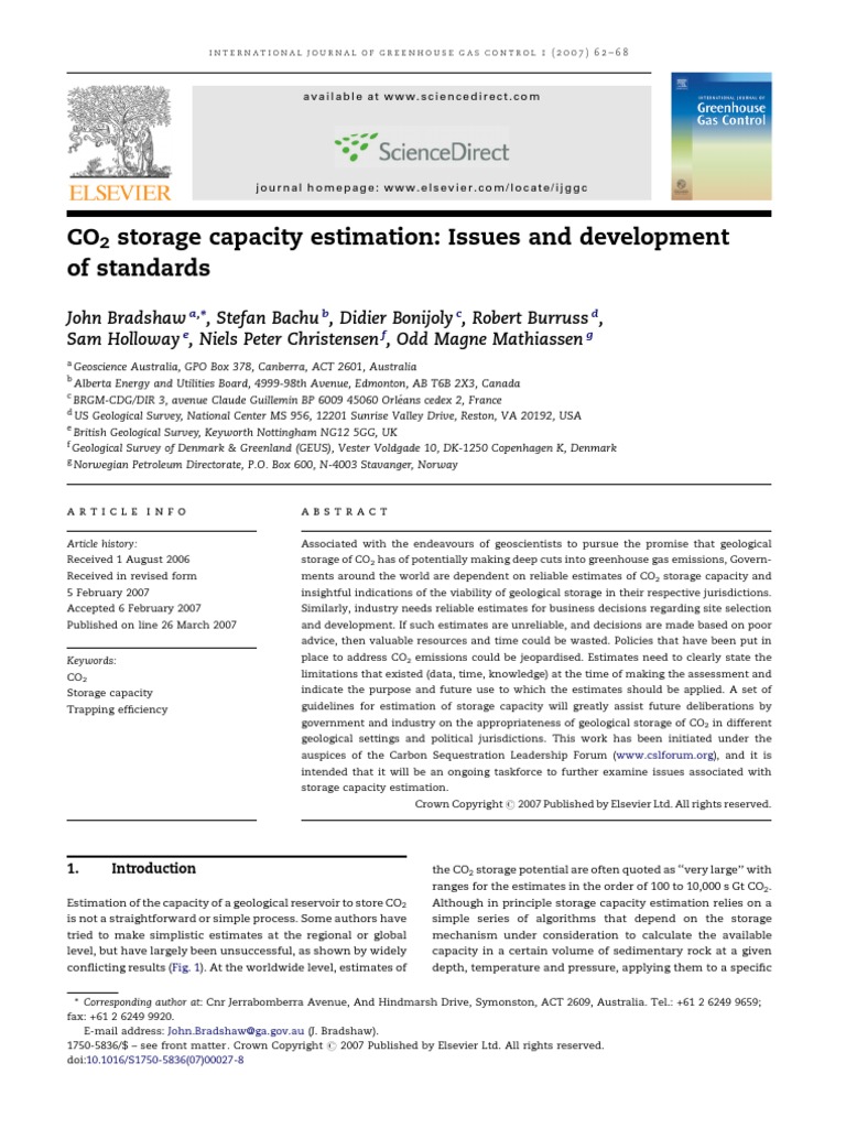 CO2 Storage Capacity Estimation Issues and Development | PDF ...
