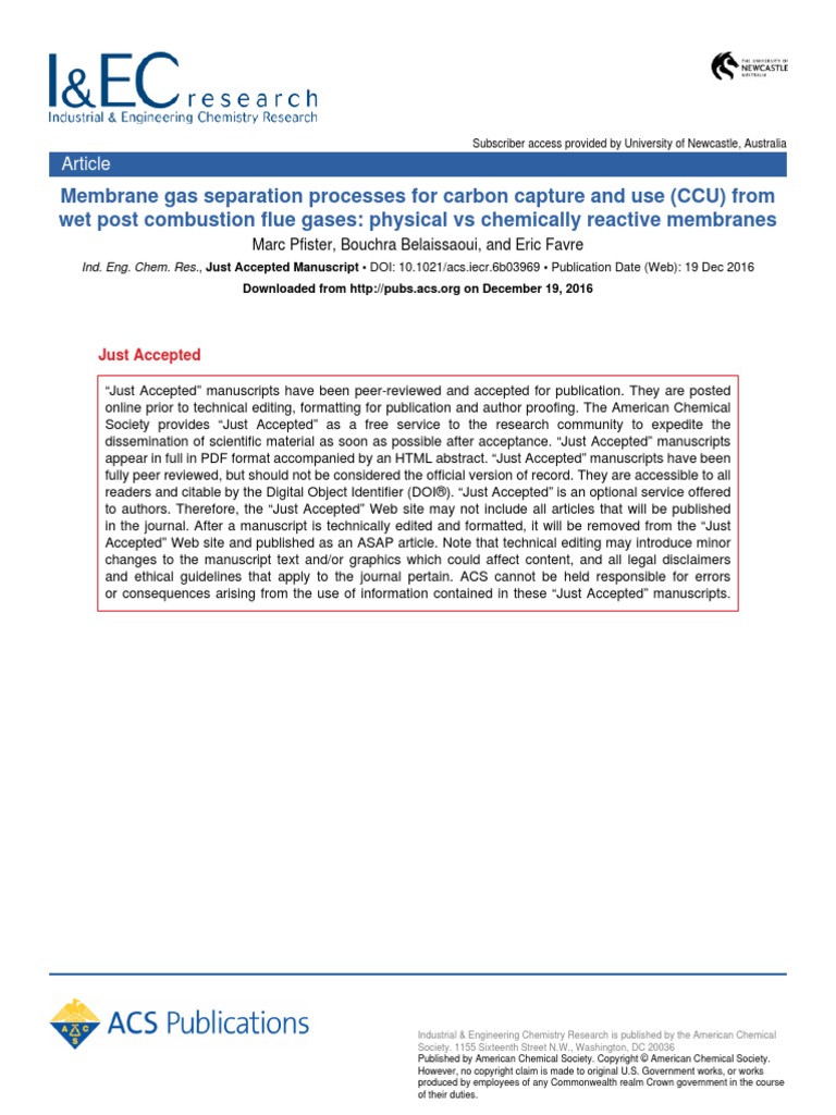 Membrane Gas Separation Processes For Carbon Capture and Use (CCU ...