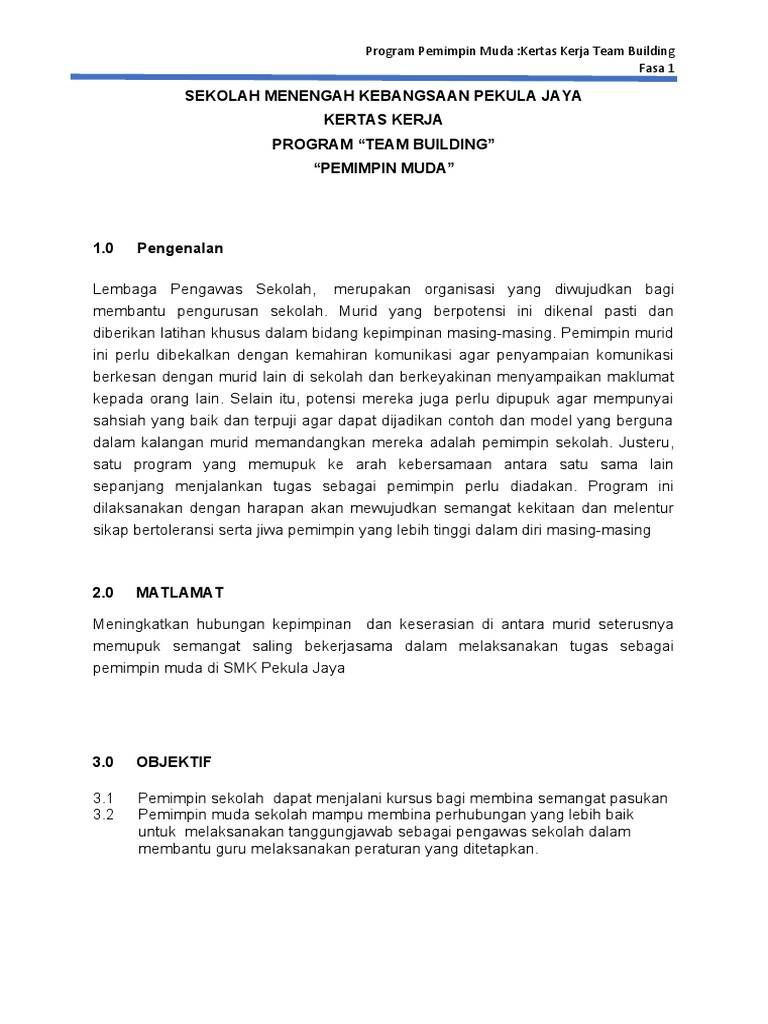 Kertas Kerja Team Building 2022 | PDF
