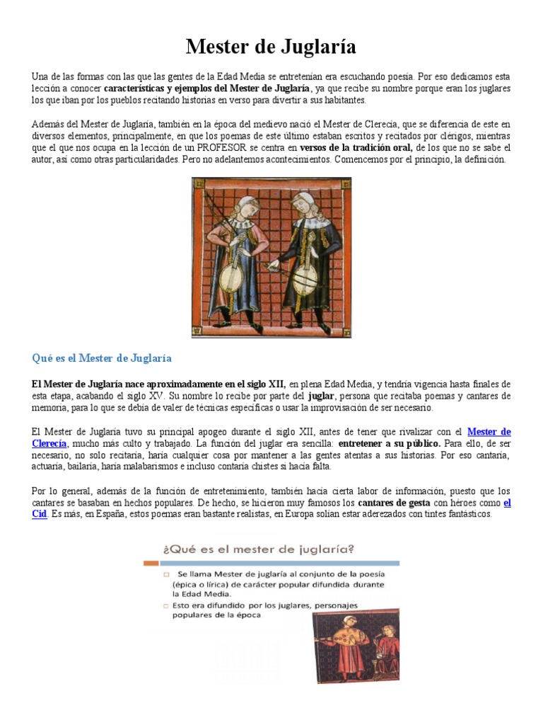 Mester de Juglaría y Clerecía | PDF | Poesía | Literatura española