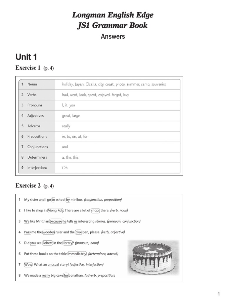 JS1 Grammar Book Answer Keys | PDF | Teaching Methods & Materials