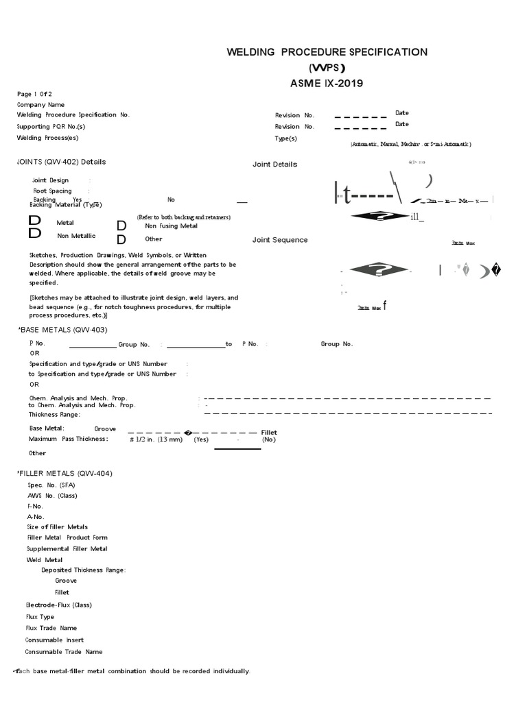 Wps Asme Ix-2019 Template | PDF | Welding | Construction