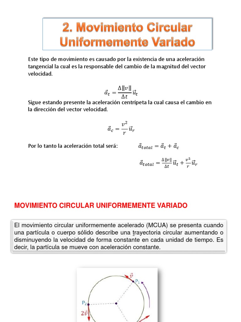 Movimiento Circular Uniformemente Acelerado | PDF | Velocidad | Aceleración