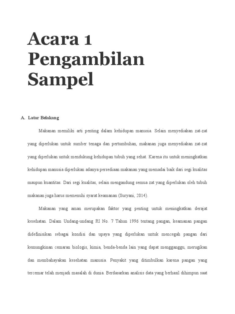 Acara 1 Pengambilan Sampel | PDF