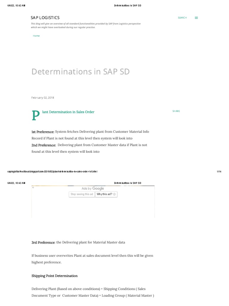 Determinations in SAP SD | PDF | Sales | Pricing