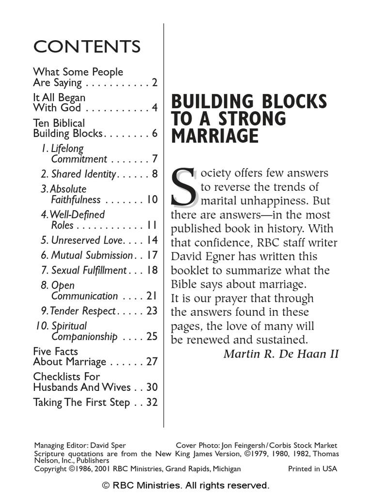 Building Blocks To A Strong Marriage | PDF | Love | Wife