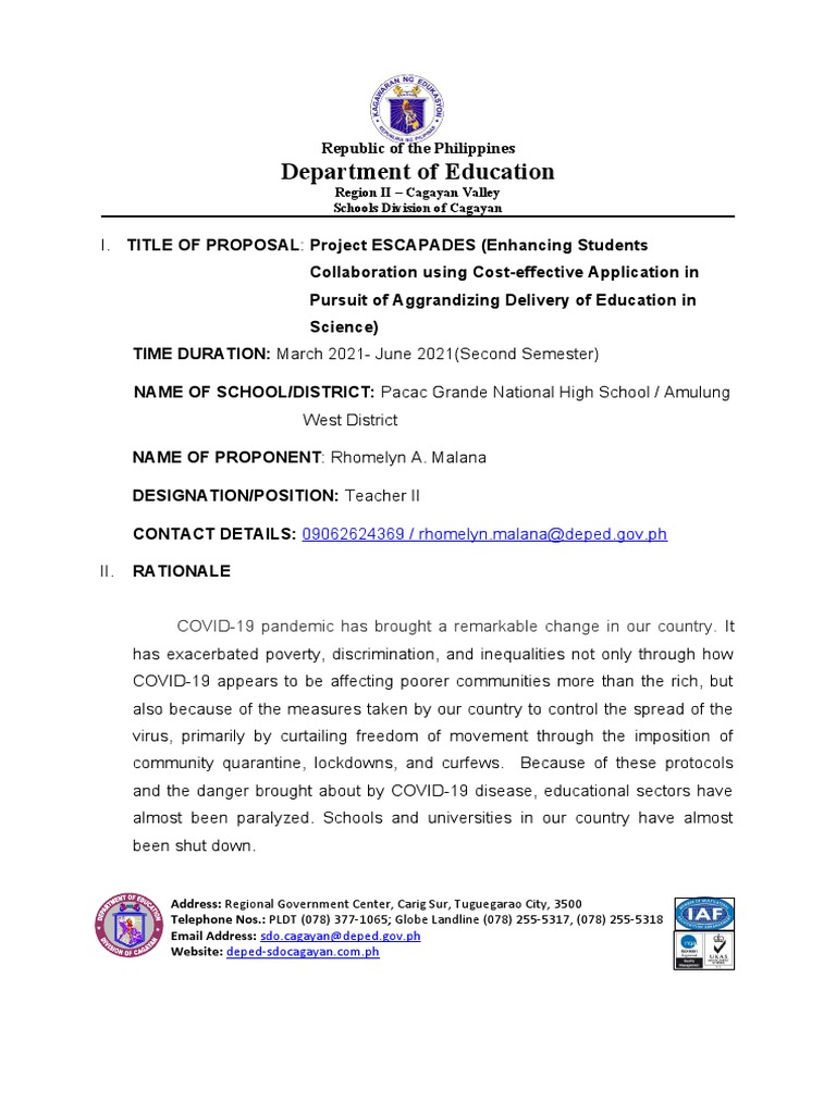 Department of Education: Region II - Cagayan Valley Schools Division of Cagayan | PDF ...