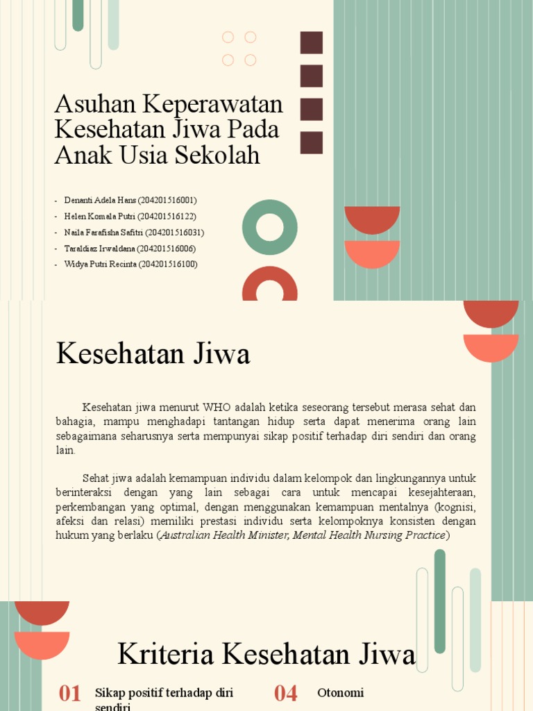 Kel 5 Asuhan Keperawatan Jiwa Pada Usia Sekolah | PDF