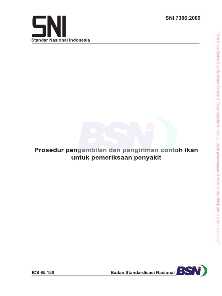 Prosedur Pengambilan Contoh Ikan SNI | PDF