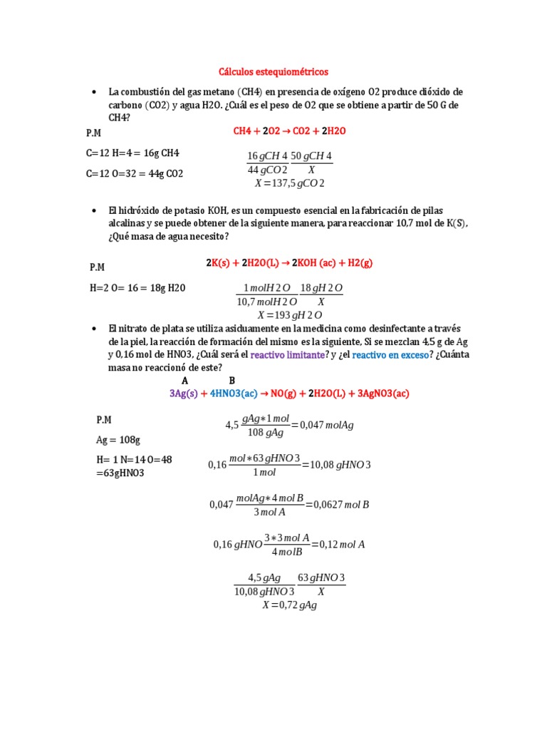 Cálculos Estequiométricos | PDF | Estequiometría | Metano