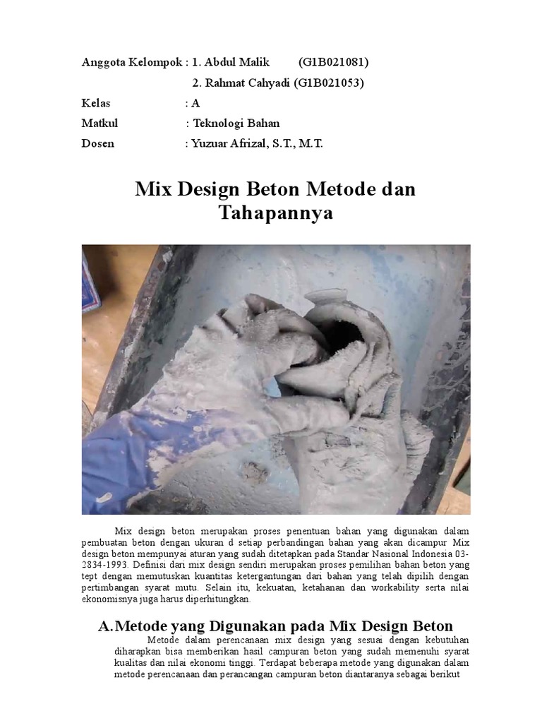 Metode dan Tahapan Mix Design Beton | PDF | Sains & Matematika ...