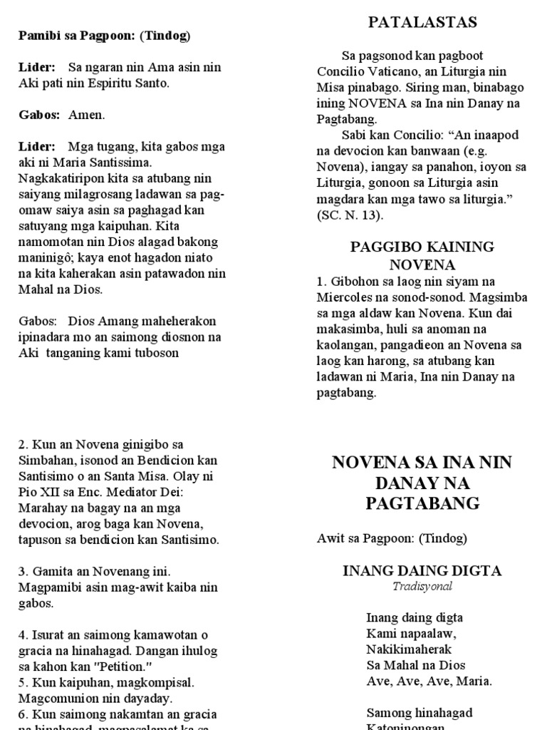 Danay Na Noverna Sa Ina Nin Danay Na Pagtabang | PDF