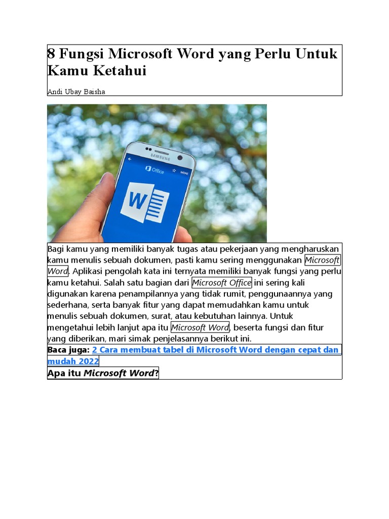 8 Fungsi Microsoft Word Yang Perlu Untuk Kamu Ketahui | PDF
